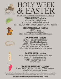 Holy Week and Easter 2024 - St. Anthony of Padua Roman Catholic Church